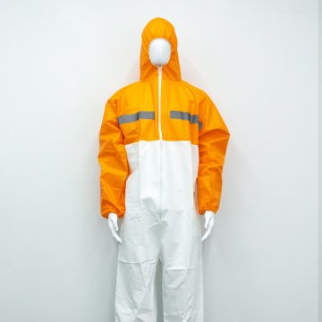 Stay Safe & Visible: High-Visibility Coverall with Reflective Tape